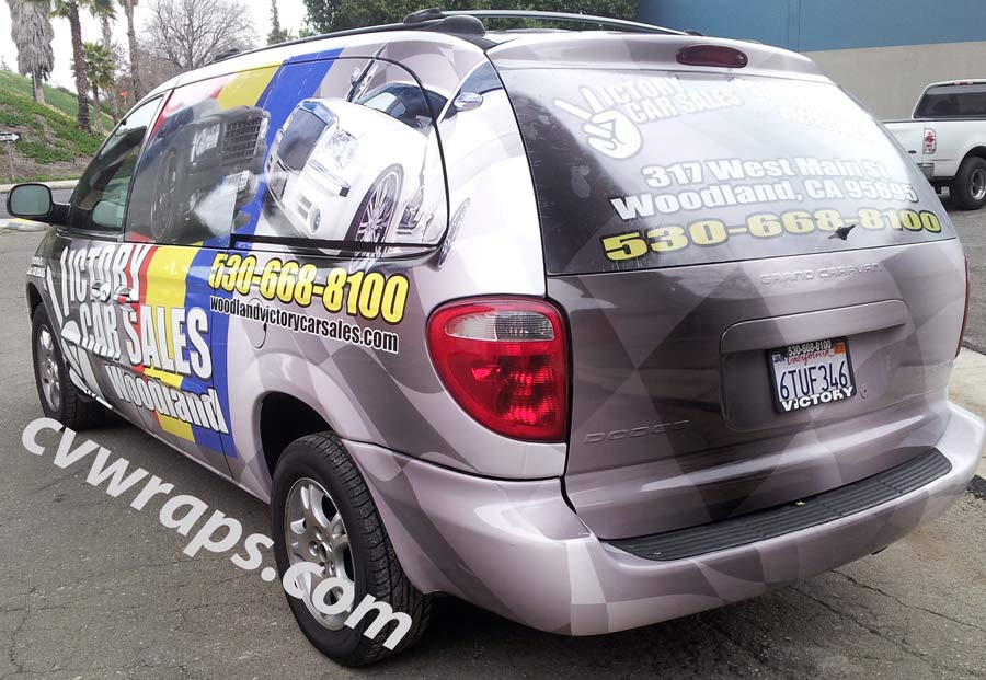 Minivan wrap for Woodland Victory Car Sales – Custom Vehicle Wraps