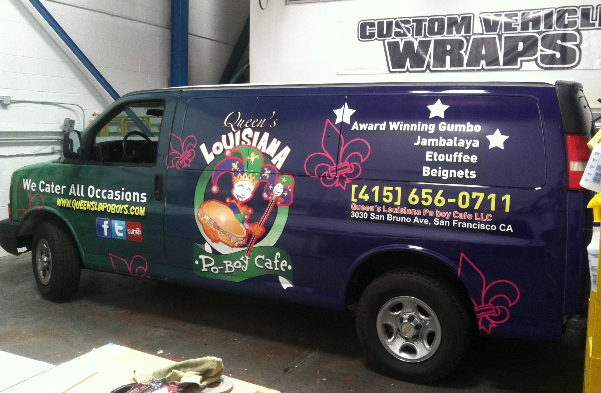 Queens Louisiana Po Boy Cafe Food Van Wrap – Custom Vehicle Wraps